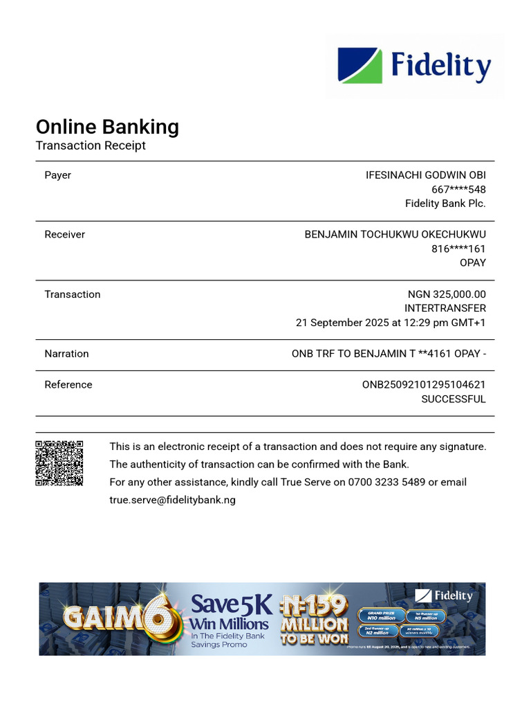 Online Banking Transaction Receipt | PDF