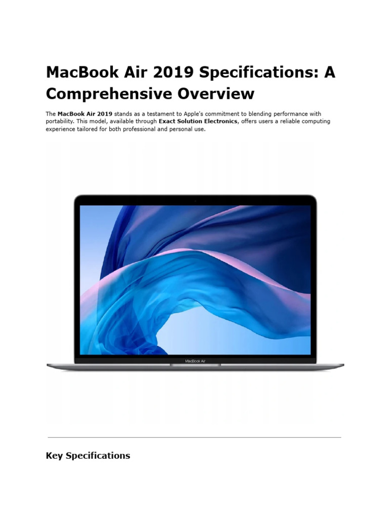 MacBook Air 2019 Specifications - A Comprehensive Overview | PDF ...