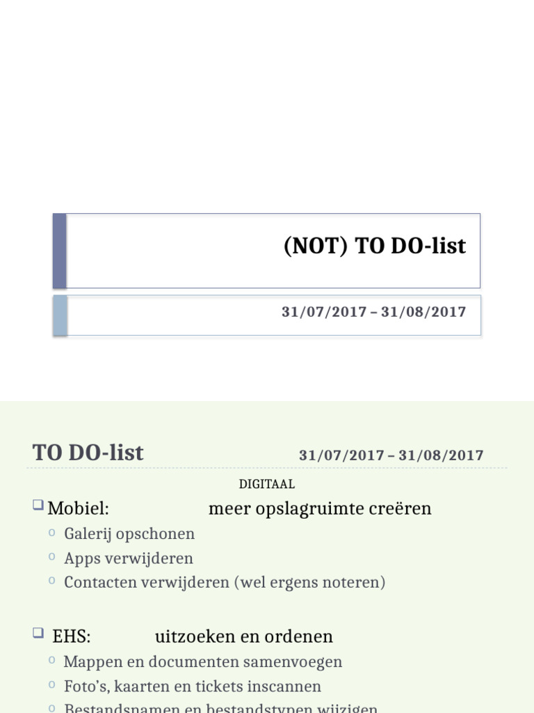 (NOT) TO DO-list - Voorbeeld | PDF