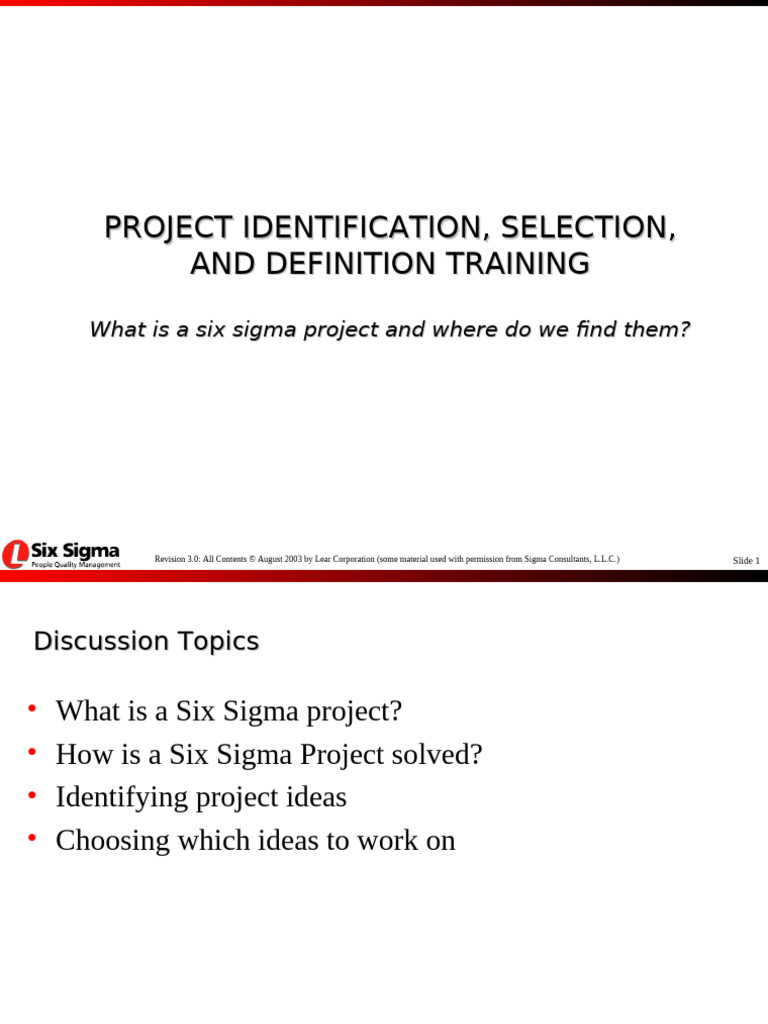 WK 04 Project Selection | PDF | Six Sigma | Lean Manufacturing
