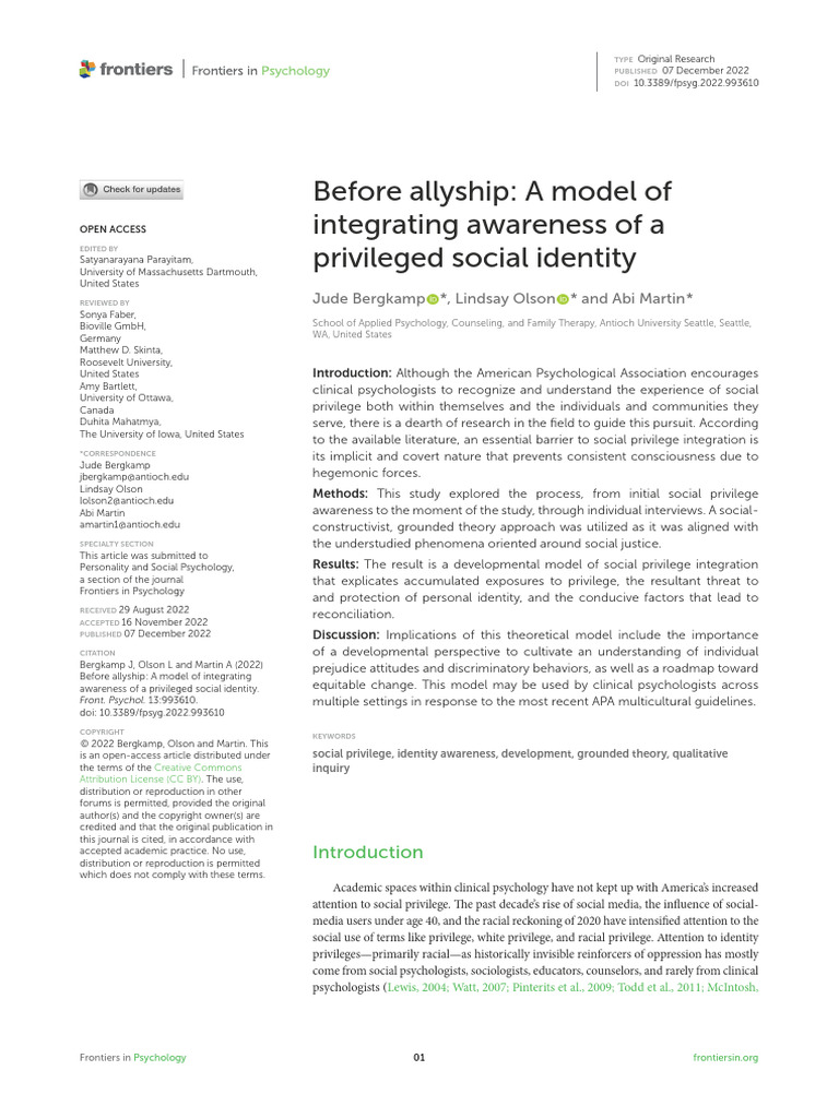 Model for Understanding Social Privilege | PDF | Psychology ...