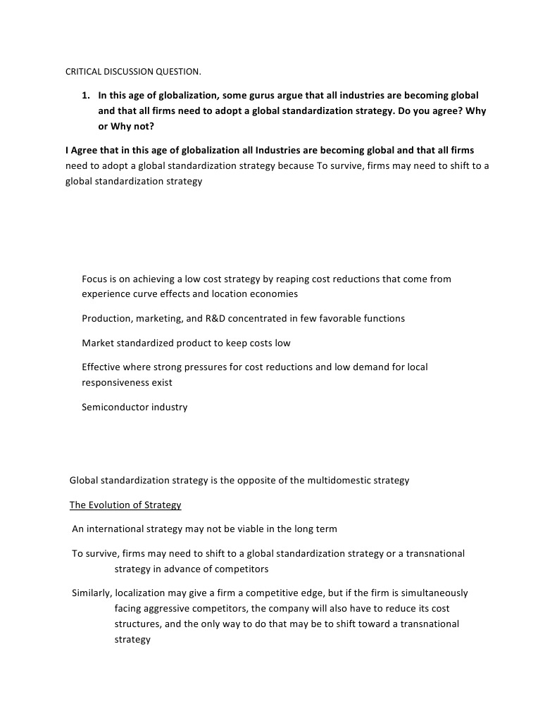 Critical Discussion Question | PDF | Strategic Management | Competition