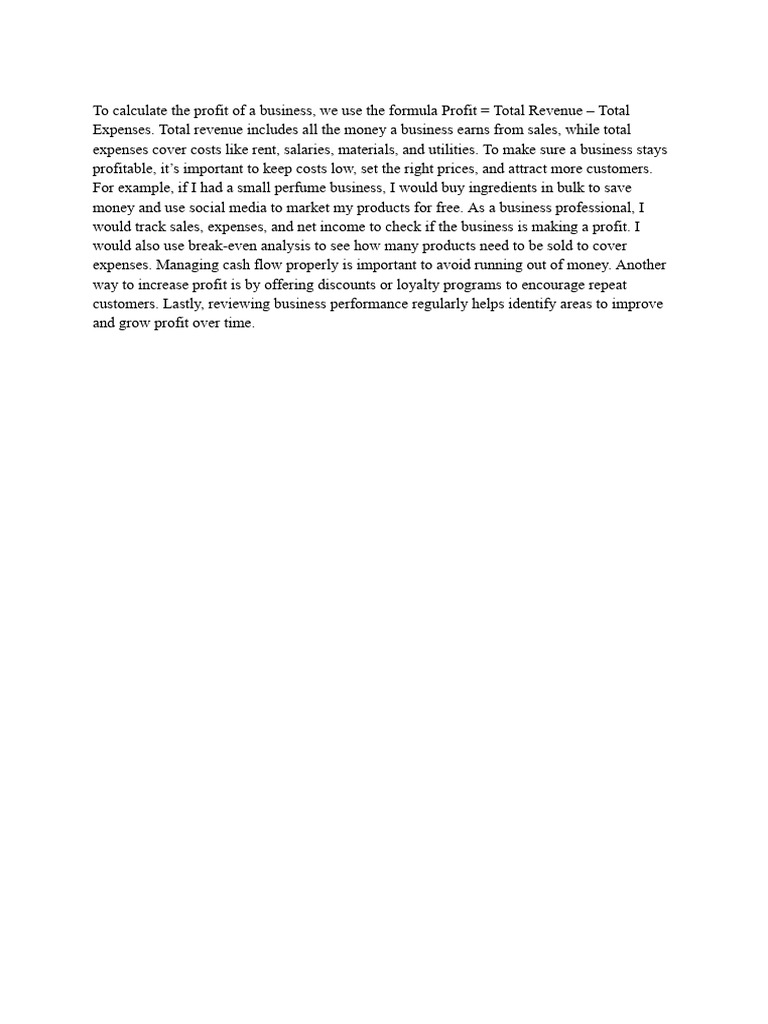 Making A Profit | PDF
