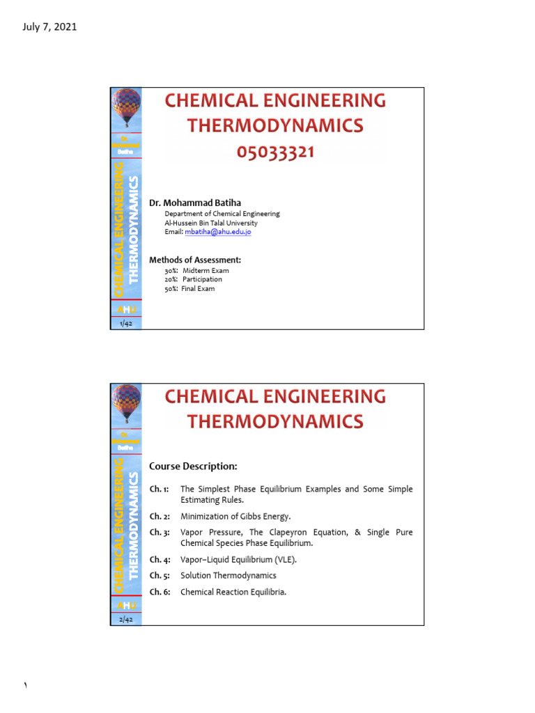 Chapter 1 The Simplest Phase Equilibrium Examples and Some Simple | PDF ...