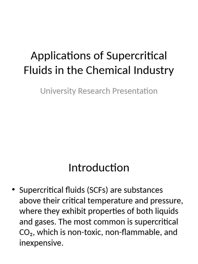 Supercritical Fluids in Chemical Industry | PDF | Supercritical Fluid ...