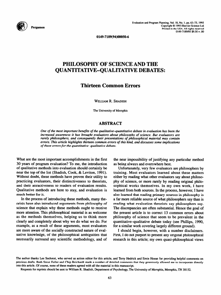 Philosophy of Science and The Thirteen Common Errors | PDF | Positivism ...
