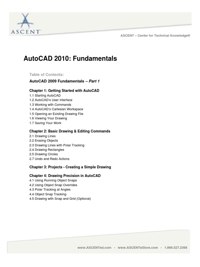 Autocad 2010: Fundamentals: Table of Contents | PDF | Dimension | Auto Cad