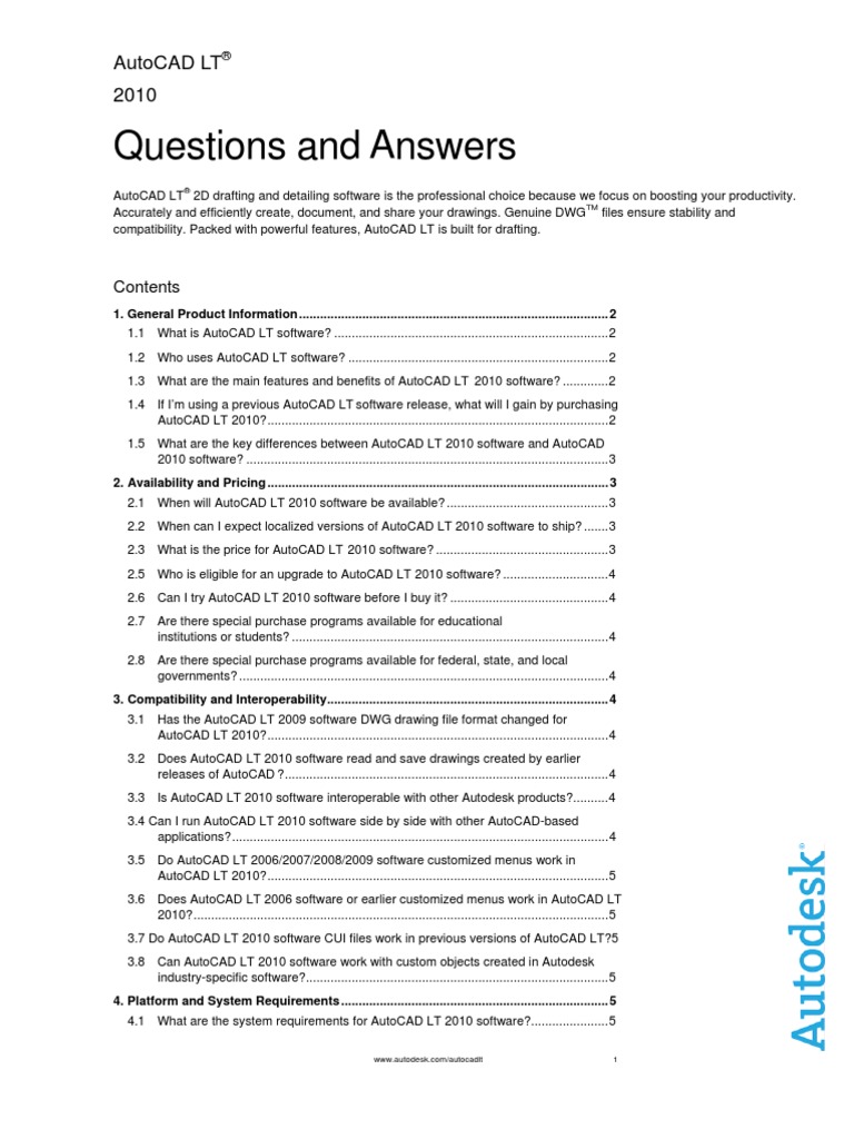 Questions and Answers: Autocad LT 2010 | PDF | Auto Cad | Autodesk