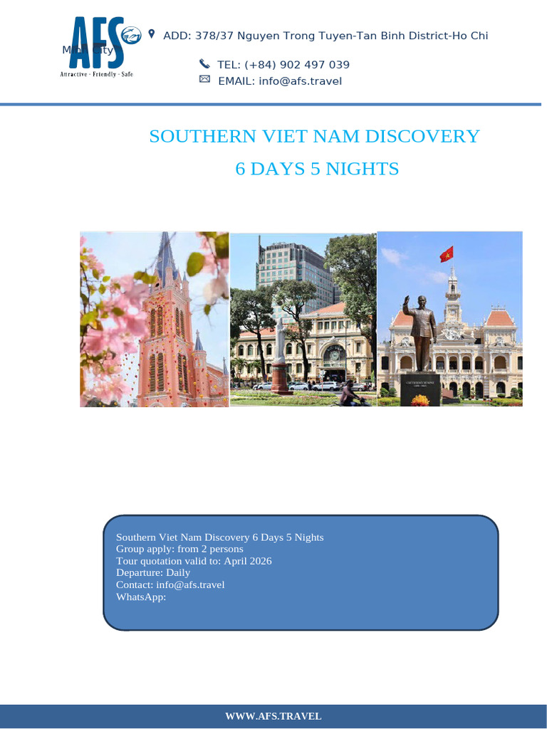 Southern Vietnam Discovery 6D5N | PDF | Ho Chi Minh City | Vietnam