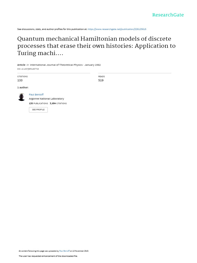 QMmodelsof Truingmachines Intjourtheorphys | PDF | Hamiltonian (Quantum ...