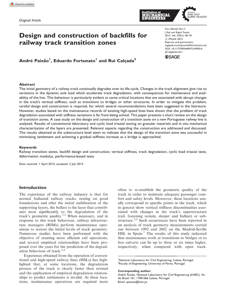 Paixao Et Al 2013 Design and Construction of Backfills For Railway ...