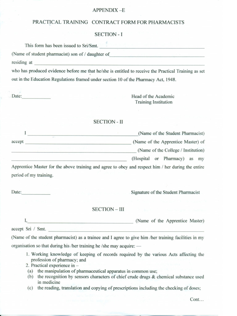 Practical Training Form - Appendix E | PDF
