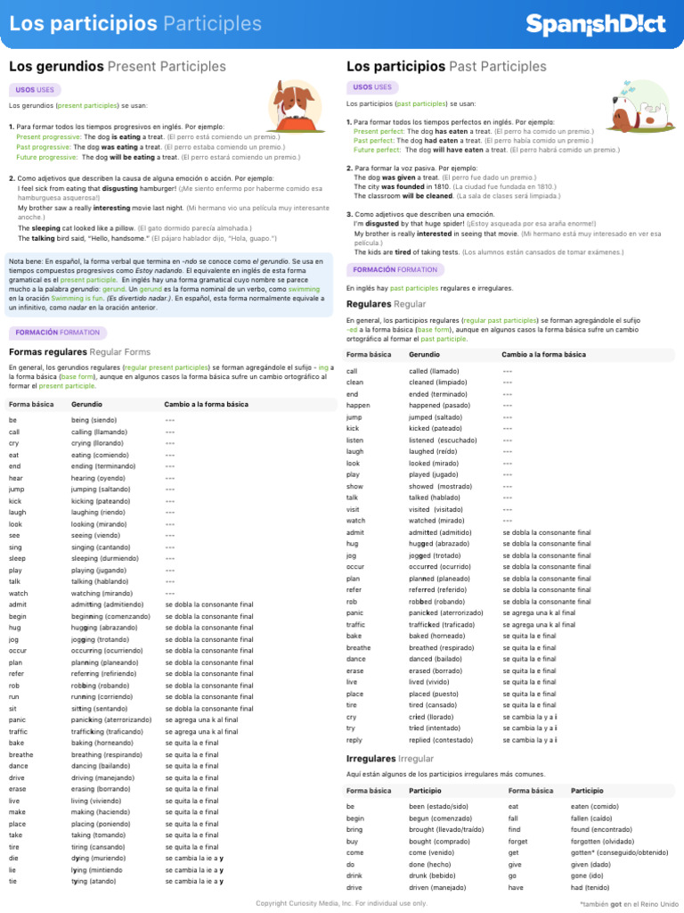 Gerundios y Participios en Inglés | PDF | Verbo | Tipología Lingüística