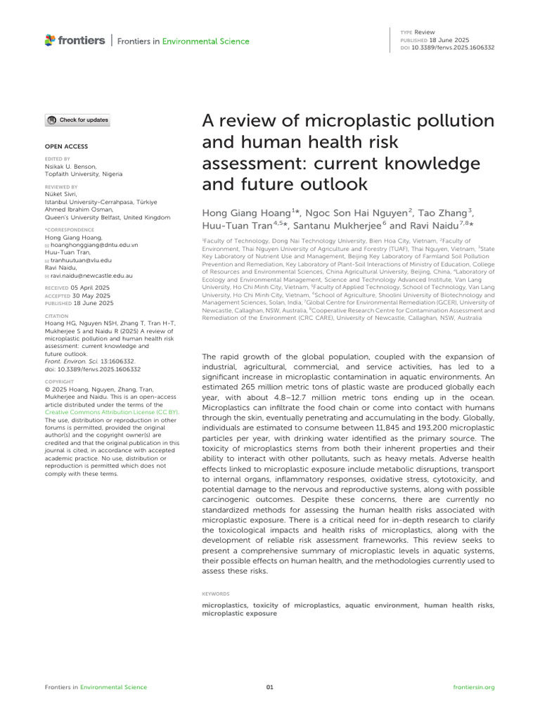 Microplastics and Human Health Risks Review | PDF | Plastic | Spectroscopy