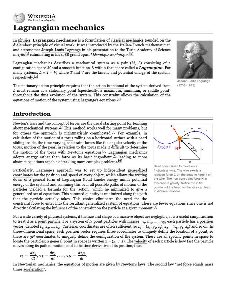 Lagrangian Mechanics Overview | PDF | Lagrangian Mechanics ...