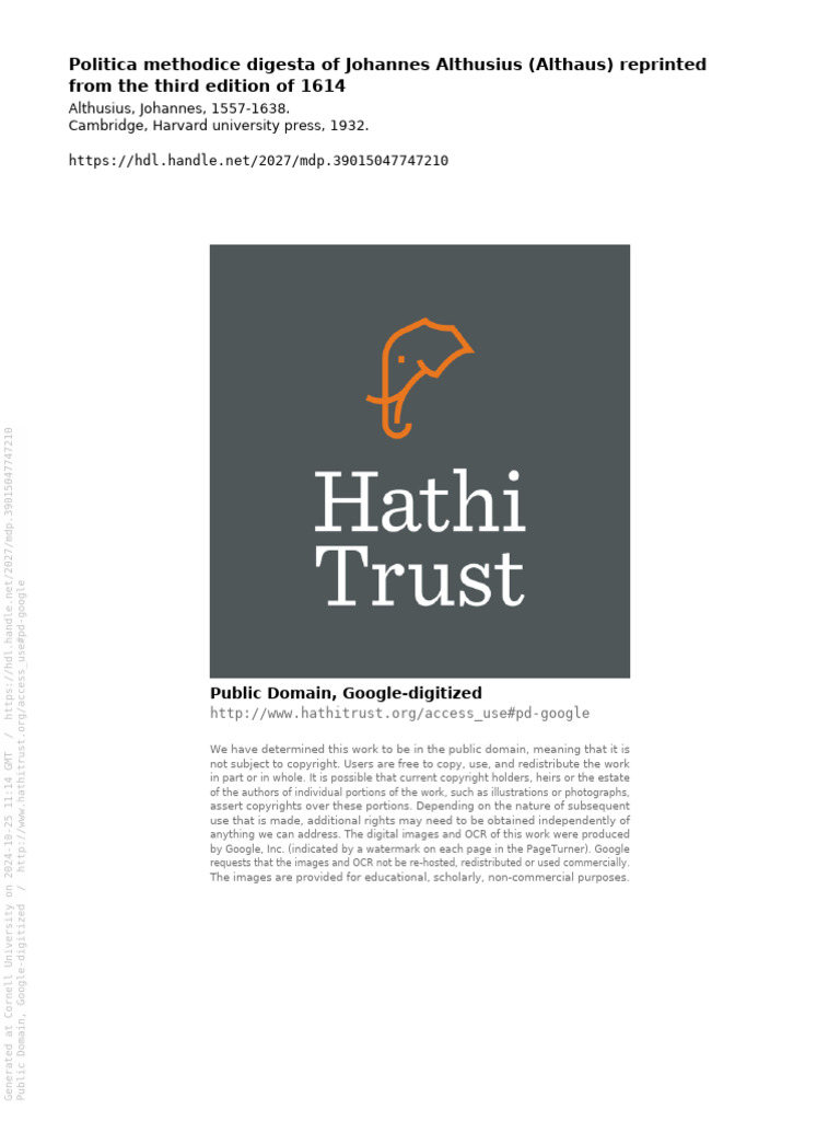Althusius Politic | PDF