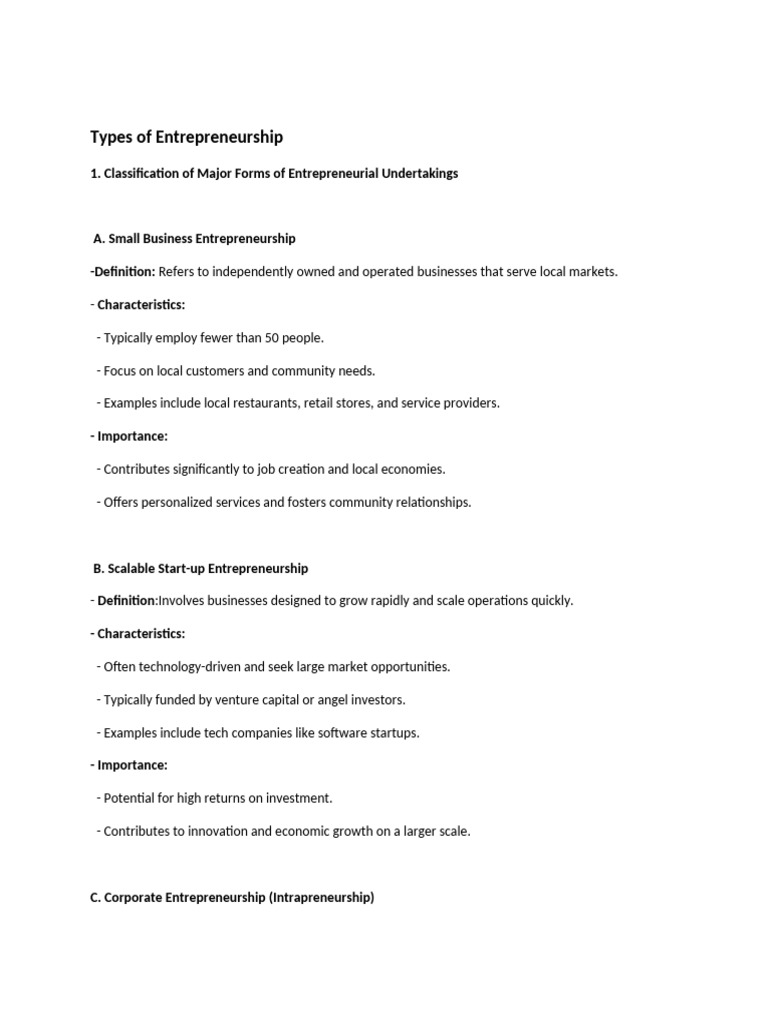 Types of Entrep-WPS Office | PDF | Entrepreneurship | Startup Company