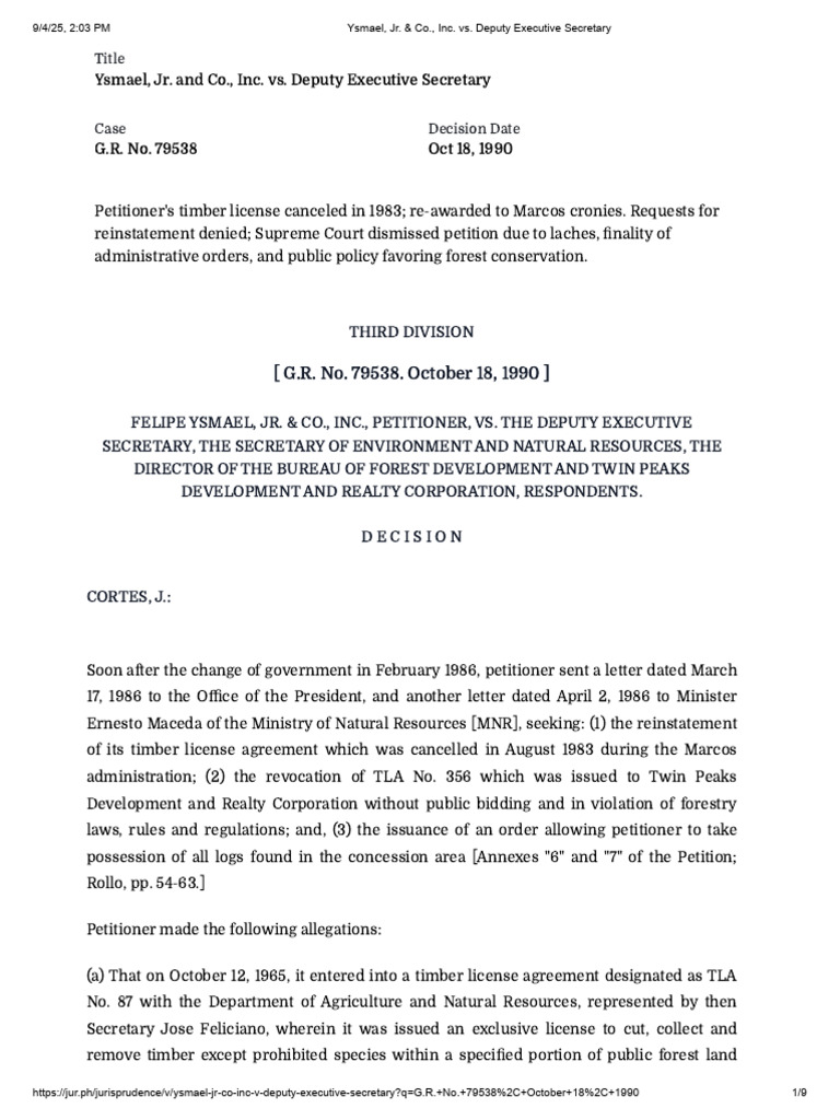 Ysmael, Jr. & Co., Inc. vs. Deputy Executive Secretary | PDF | Res Judicata
