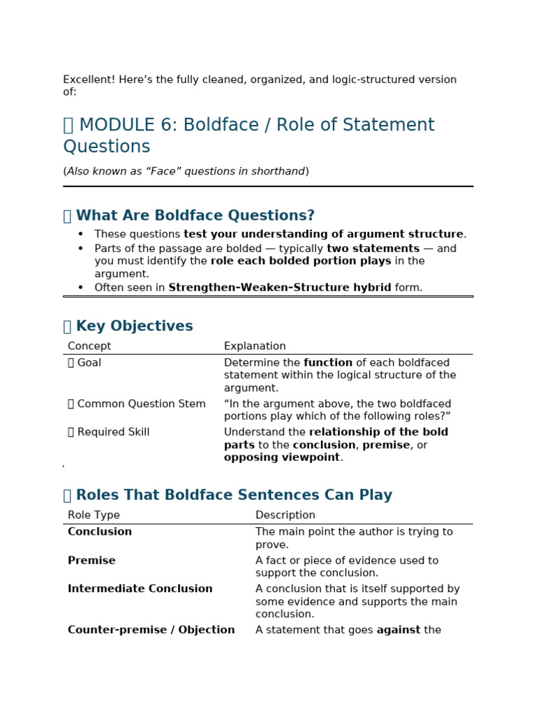 Boldface Role of Statement | PDF | Argument | Logic