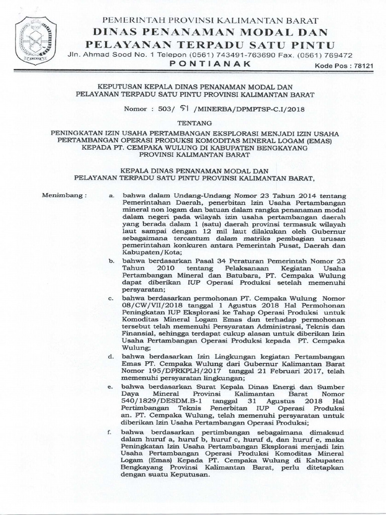 SK IUP OP PT. Cempaka Wulung | PDF