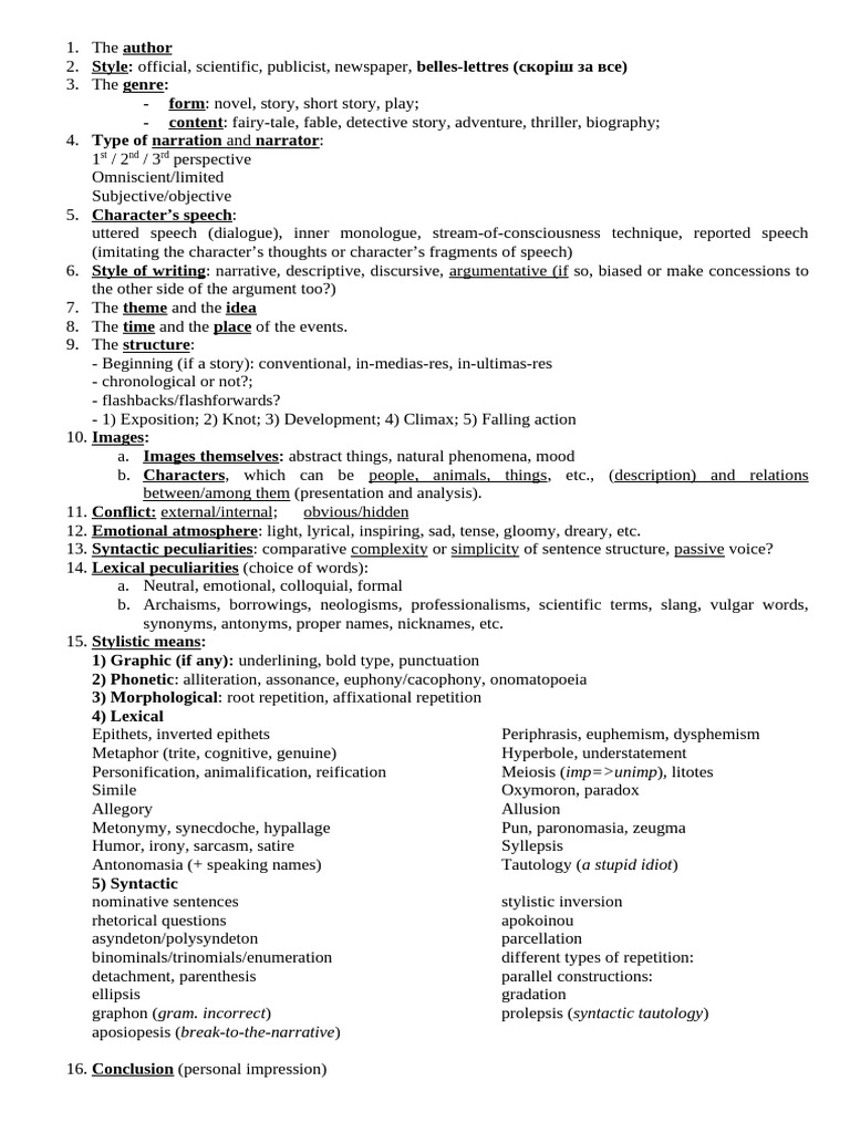 Stylistic Analysis, Example | PDF | Narration | Linguistics