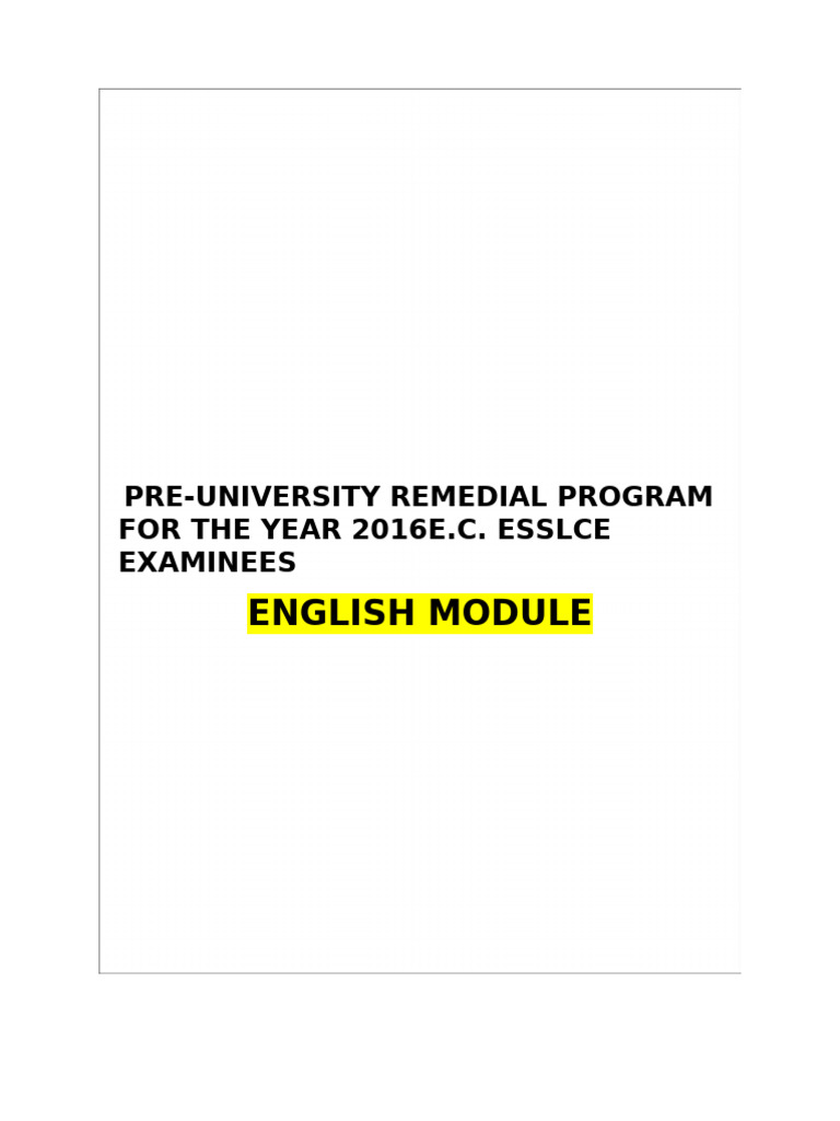 English Remedial Module | PDF | Question | Verb