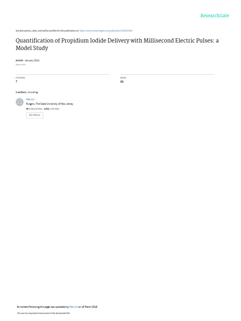 Quantification of Propidium Iodide Delivery With M | PDF | Diffusion ...