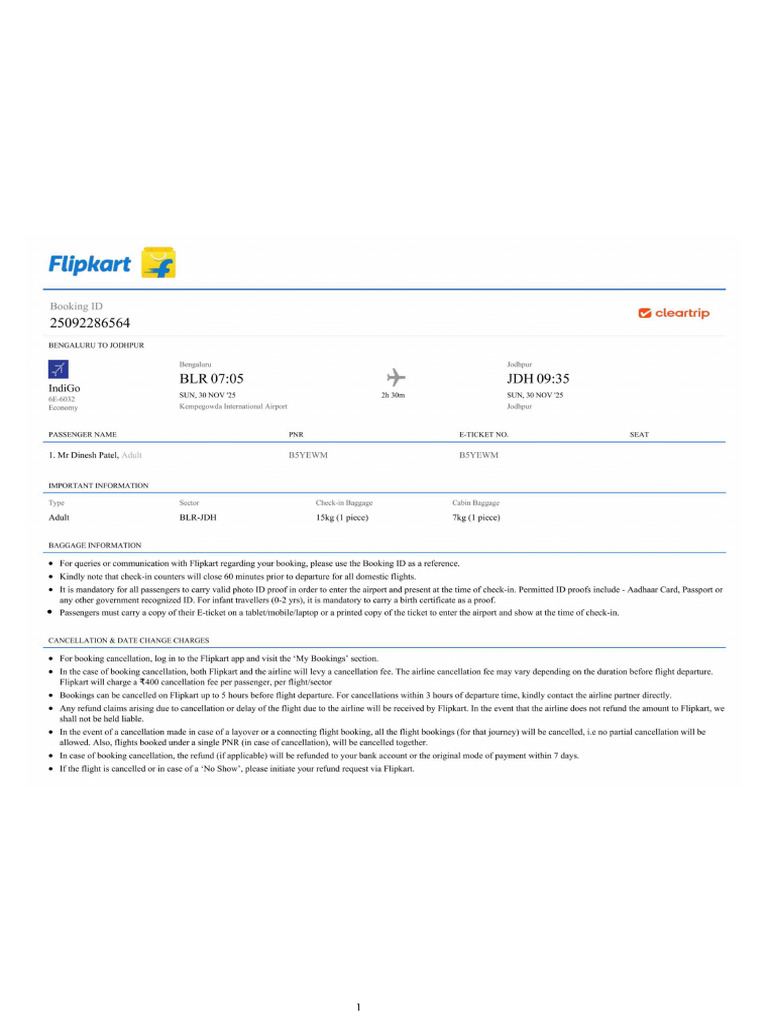 Ticket Flip Kart | PDF