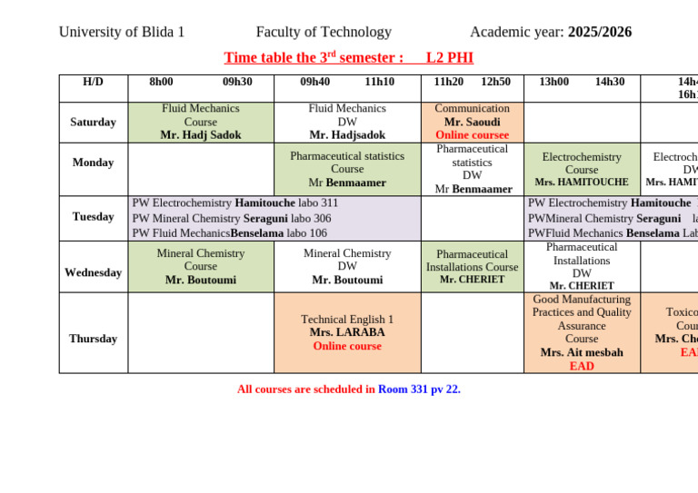 3-Time Table S3 L2 PhI 2025 - 2026 | PDF