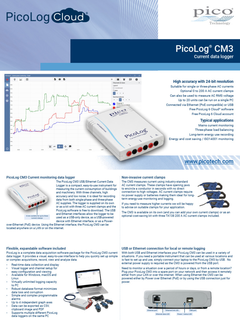 PicoLog CM3 Data Logger Overview | PDF | Usb | Personal Computers