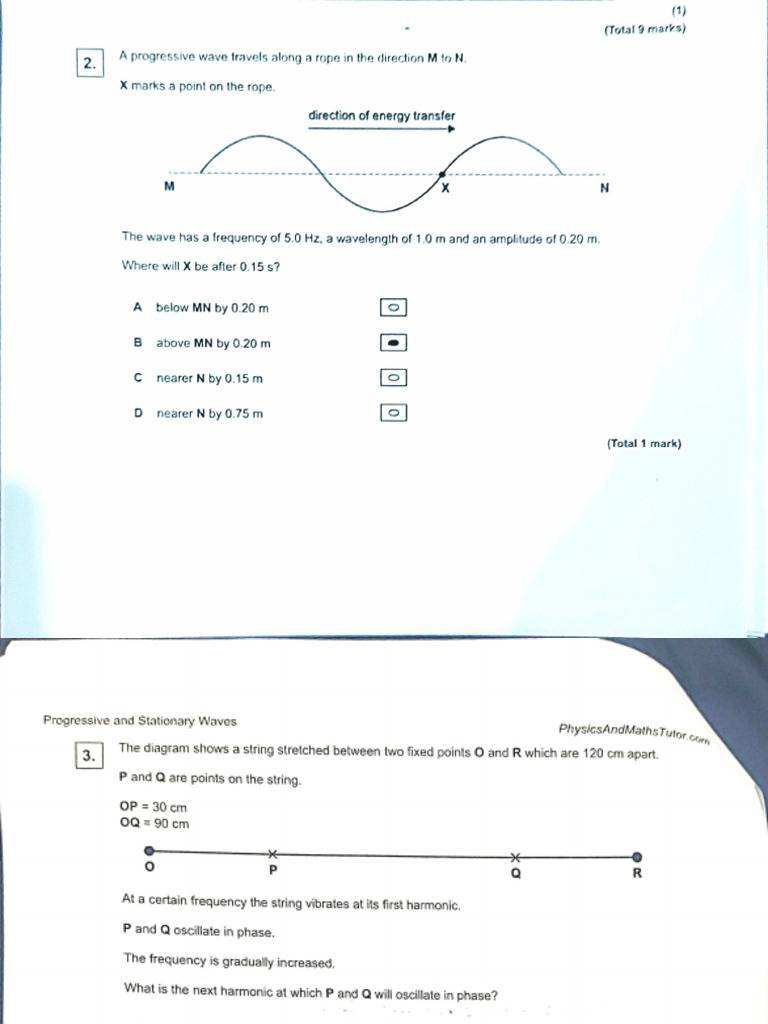 Progressive and Stationary Waves HW | PDF
