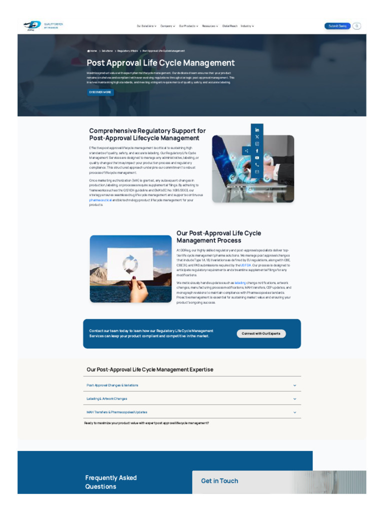 Post-Approval Regulatory Support Services | PDF | Regulatory Compliance ...