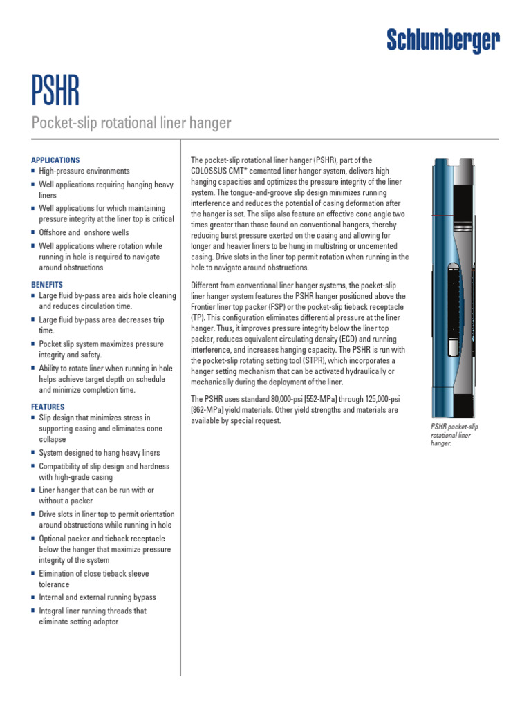 PSHR Pocketslip Rotational Liner Hanger Ps | PDF | Physical Sciences ...
