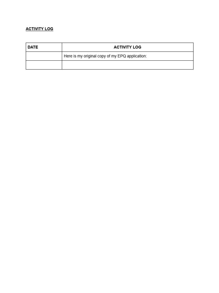 Epq Activity Log | PDF