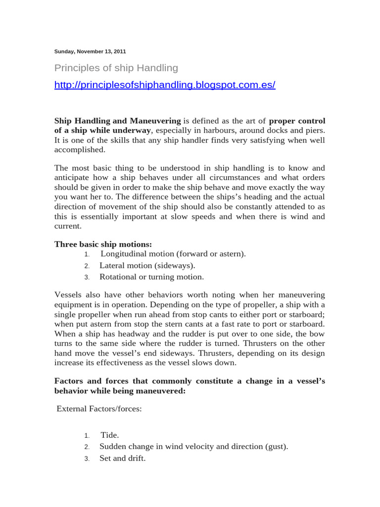 Principles of Ship Handling Techniques | PDF | Watercraft | Shipping