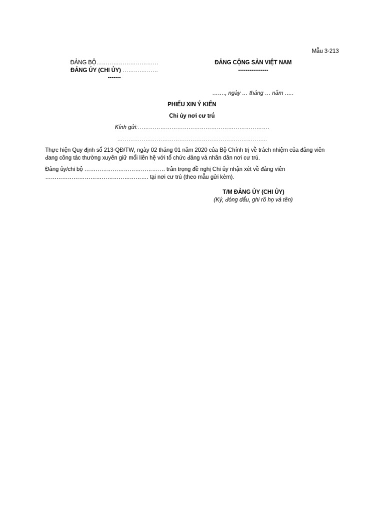 Mau Phieu Xin y Kien 3 213 | PDF