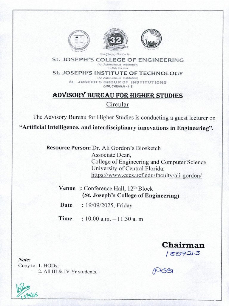 ABHS Circular 15 09 2025 | PDF