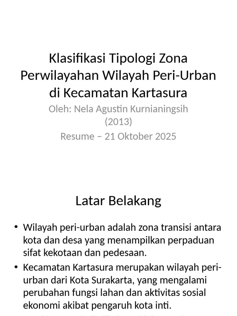 Presentasi Klasifikasi Tipologi PeriUrban Kartasura | PDF