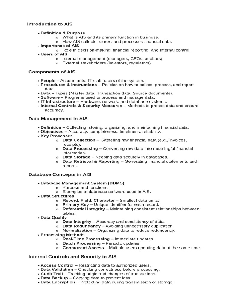 Lecture Ais For Midterm | PDF | Databases | Internal Control