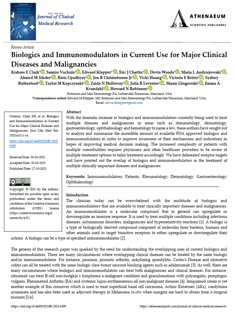 Biologics & Immunomodulators Overview | PDF | Immunotherapy | Psoriasis