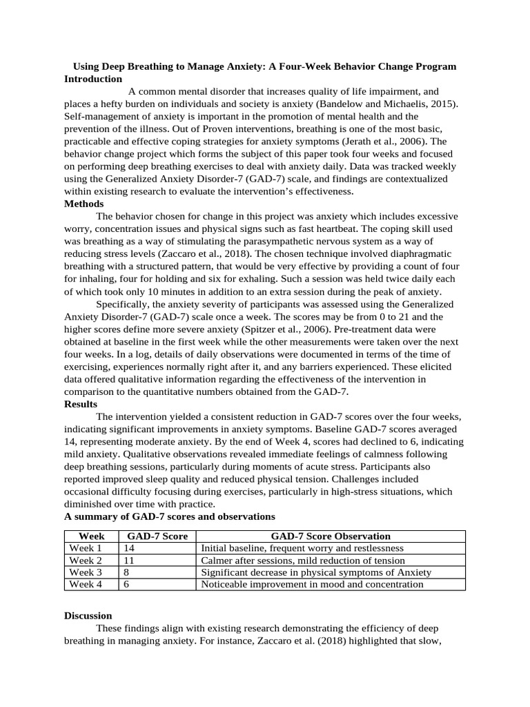 Week 6 Module Behavior Change Assignment | PDF | Anxiety | Mental Health