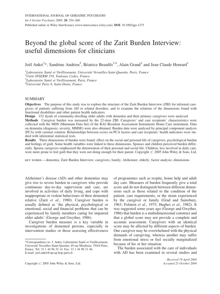 Dimensions of Caregiver Burden in Dementia | PDF | Caregiver | Dementia