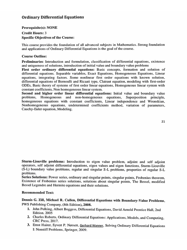 Ordinary Differential Equations | PDF