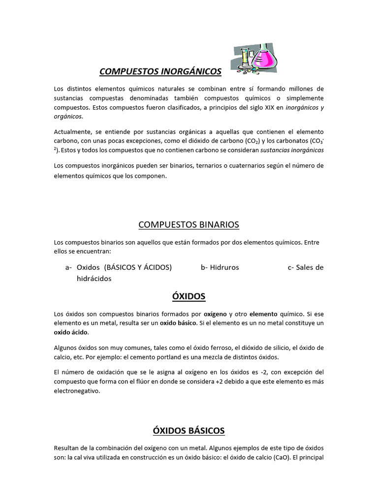 Compuestos Inorg Nicos Oxidos | PDF | Óxido | Compuestos químicos