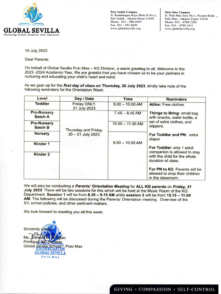Parents Orientation Meeting | PDF