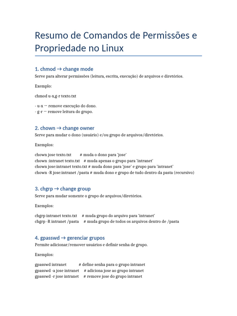 Comandos de Permissões no Linux | PDF
