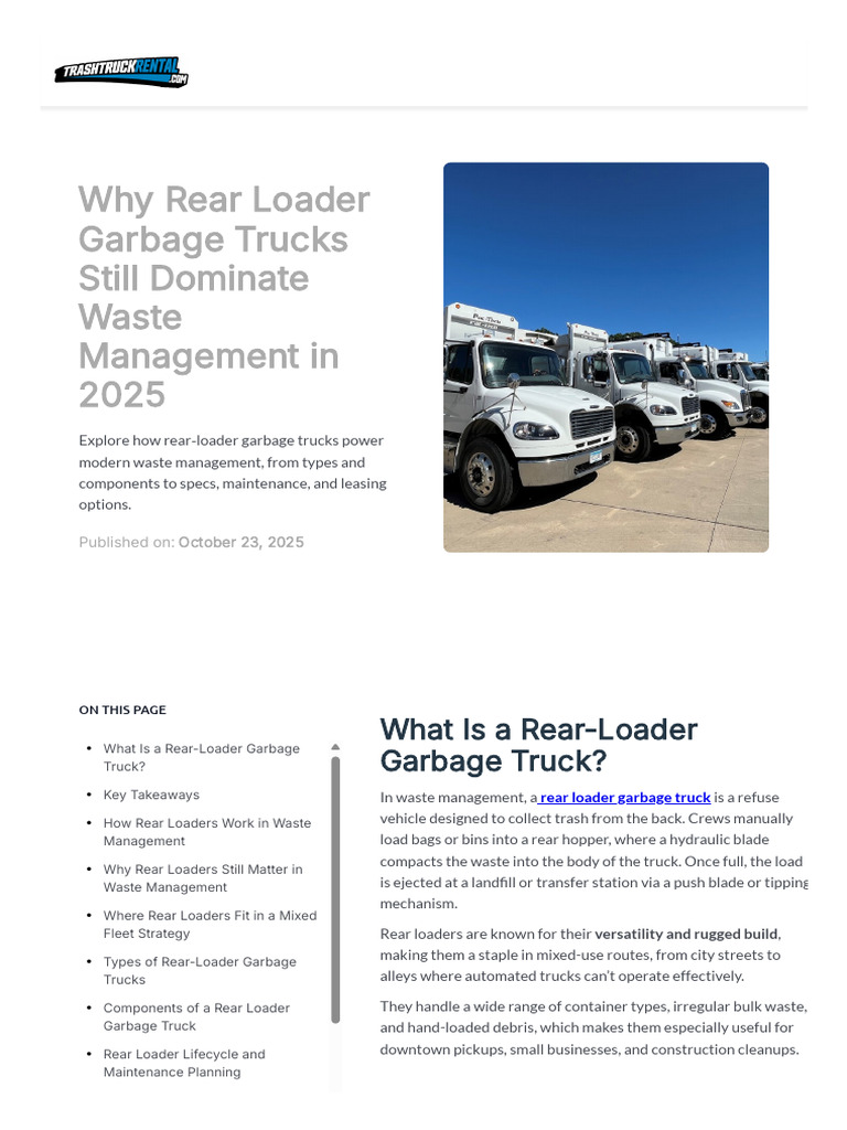 Rear Loader Garbage Trucks in 2025 | PDF