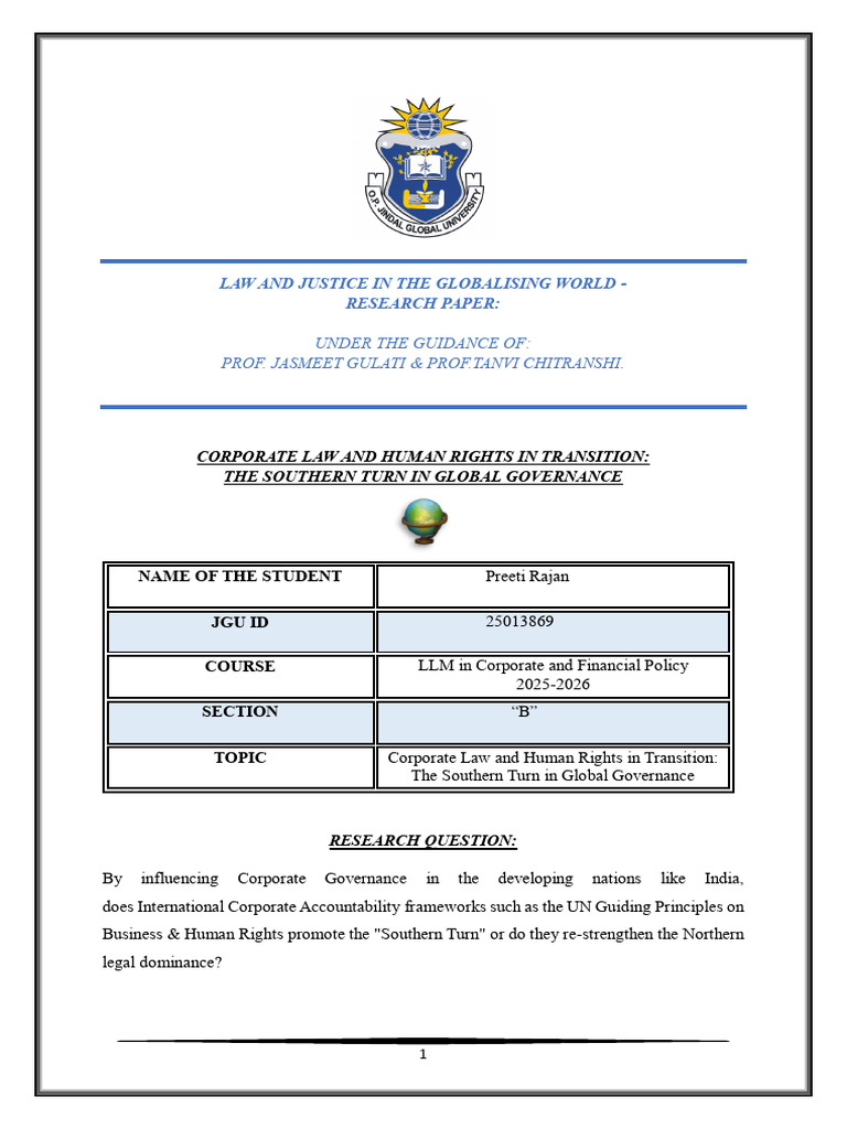 Globalising World Research Paper | PDF | Governance | Corporate Social ...