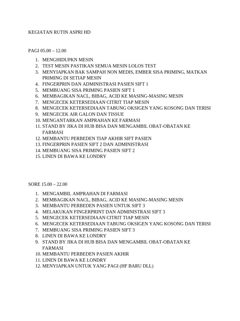 Kegiatan Rutin Aspri HD | PDF