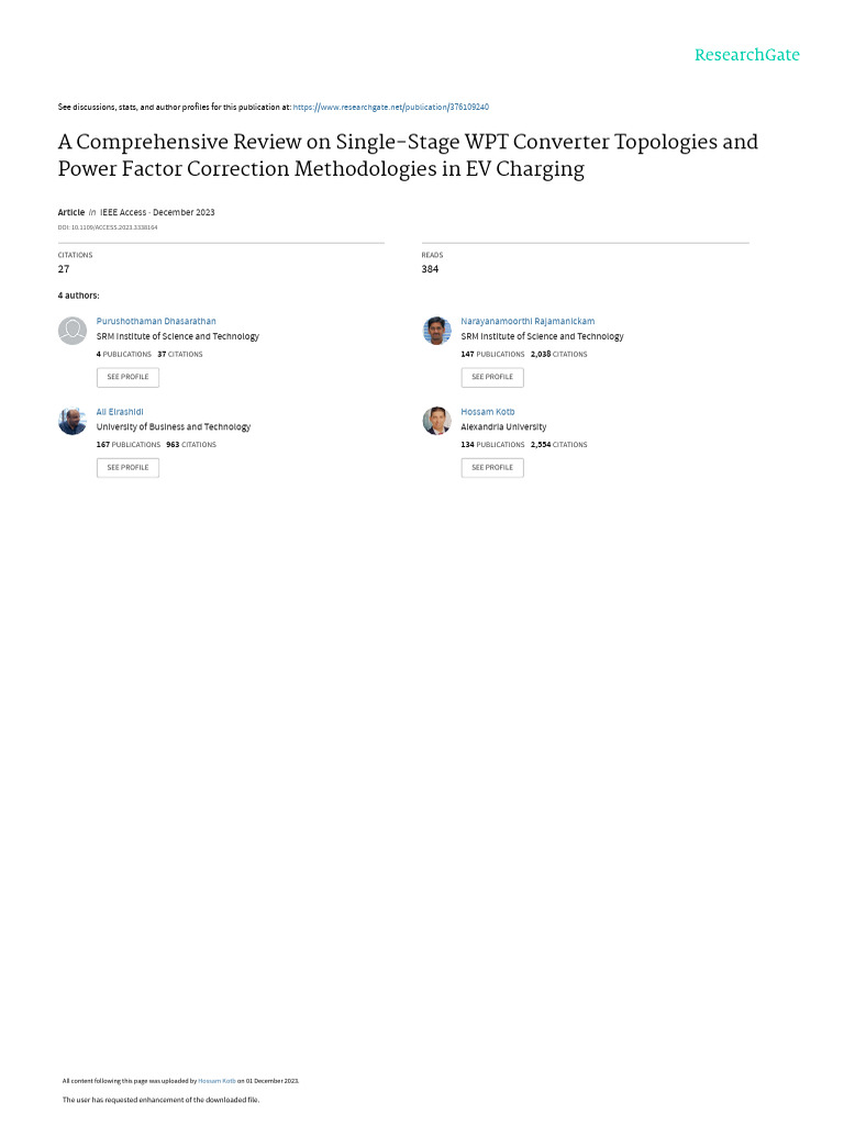 A Comprehensive Review On Single-Stage WPT Converter Topologies and ...